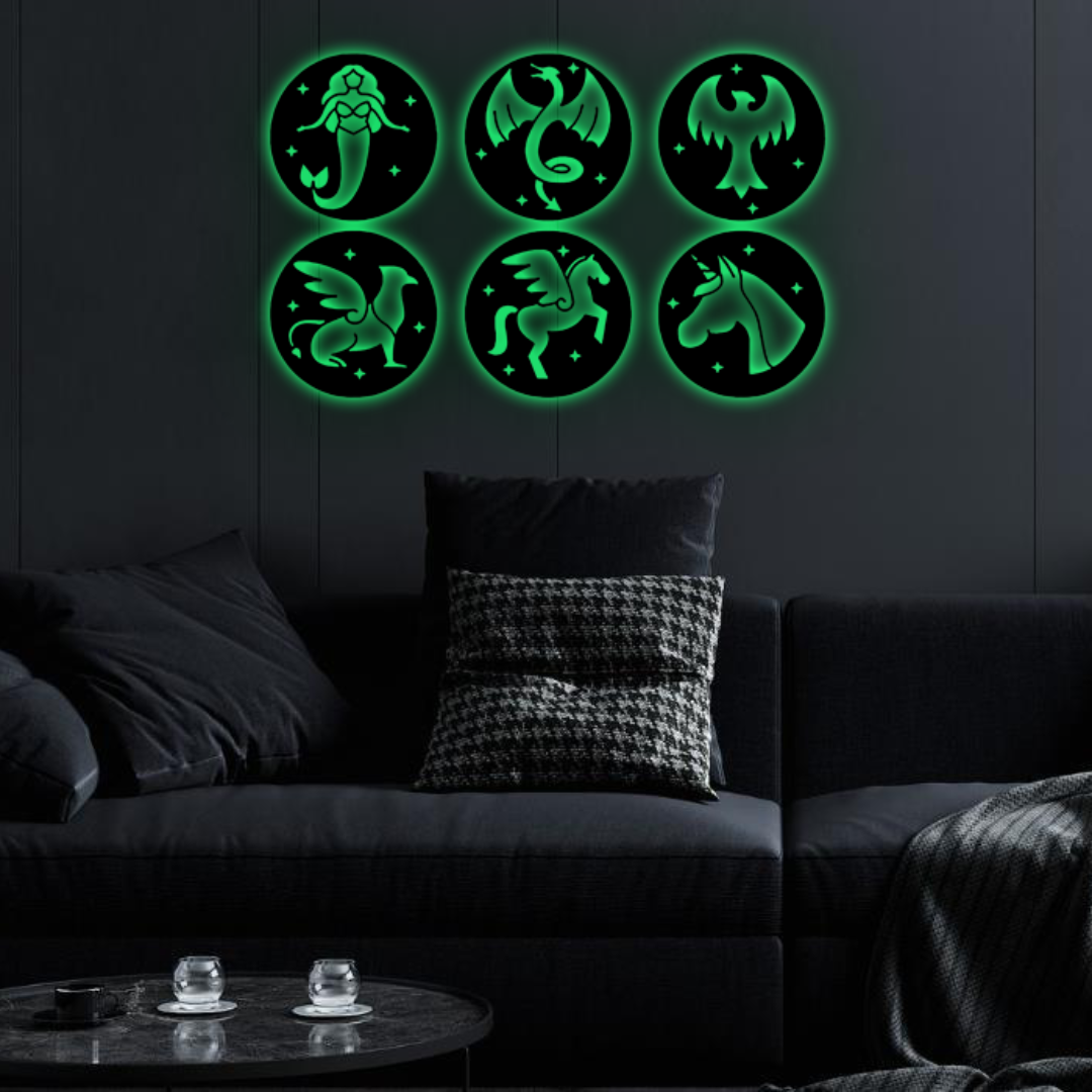Mythical Creature Black LED Metal Wall Silhouette | Sneagear