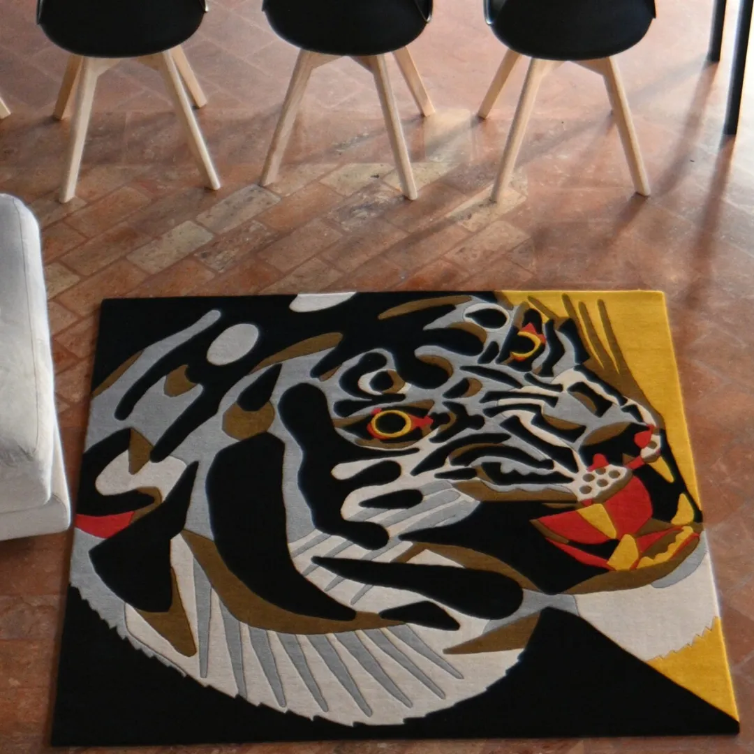 Buy Auryon Hand-Tufted Tattoo Rug | Bold Golden Tiger Design